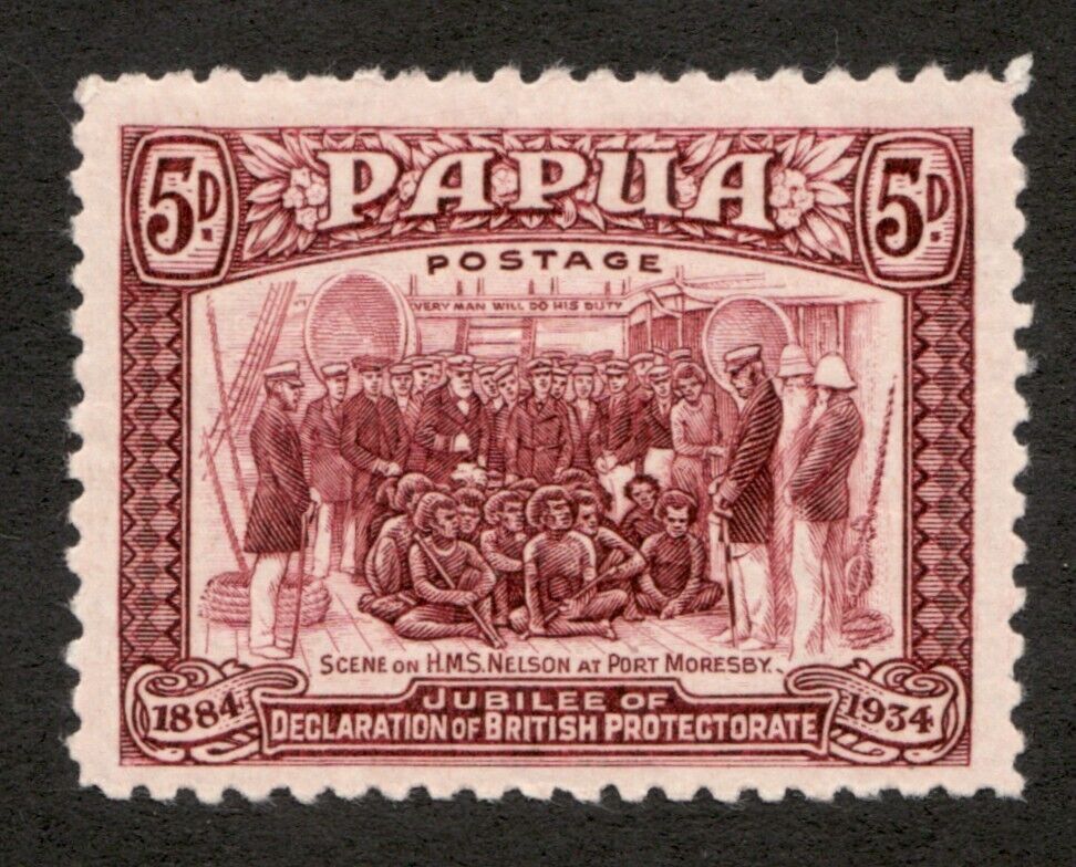 1934 Papua Sc# 113 - 5 Pence - H.M.S. Nelson at Port Moresby - MH stamp ...