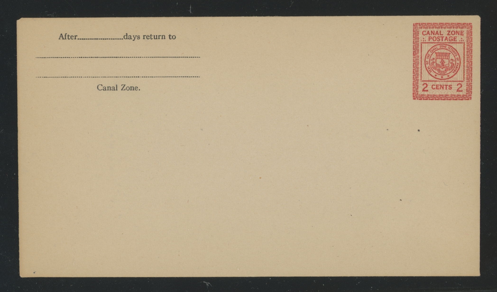 Canal Zone U9v Knife P-4; General request corner card; UPSS 12c ...