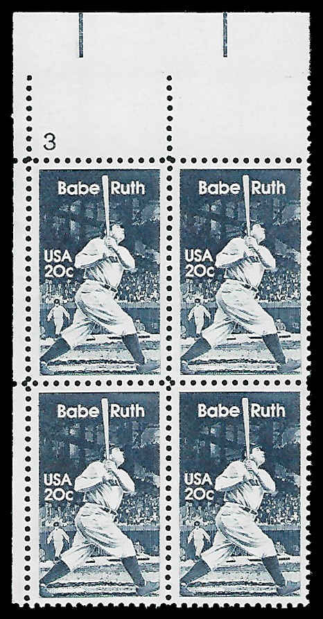 PCBstamps US #2046 PB 80c(4x20c) Babe Ruth, MNH, (PB-1b) | United ...