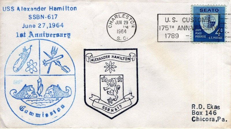 USS Alexander Hamilton Ssbn 617 Commission 1964 Fdc15349 | United ...