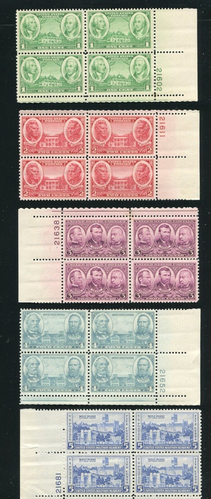 785 - 794 Army Navy Issue Complete Stamp Plate Block Set MNH | United ...