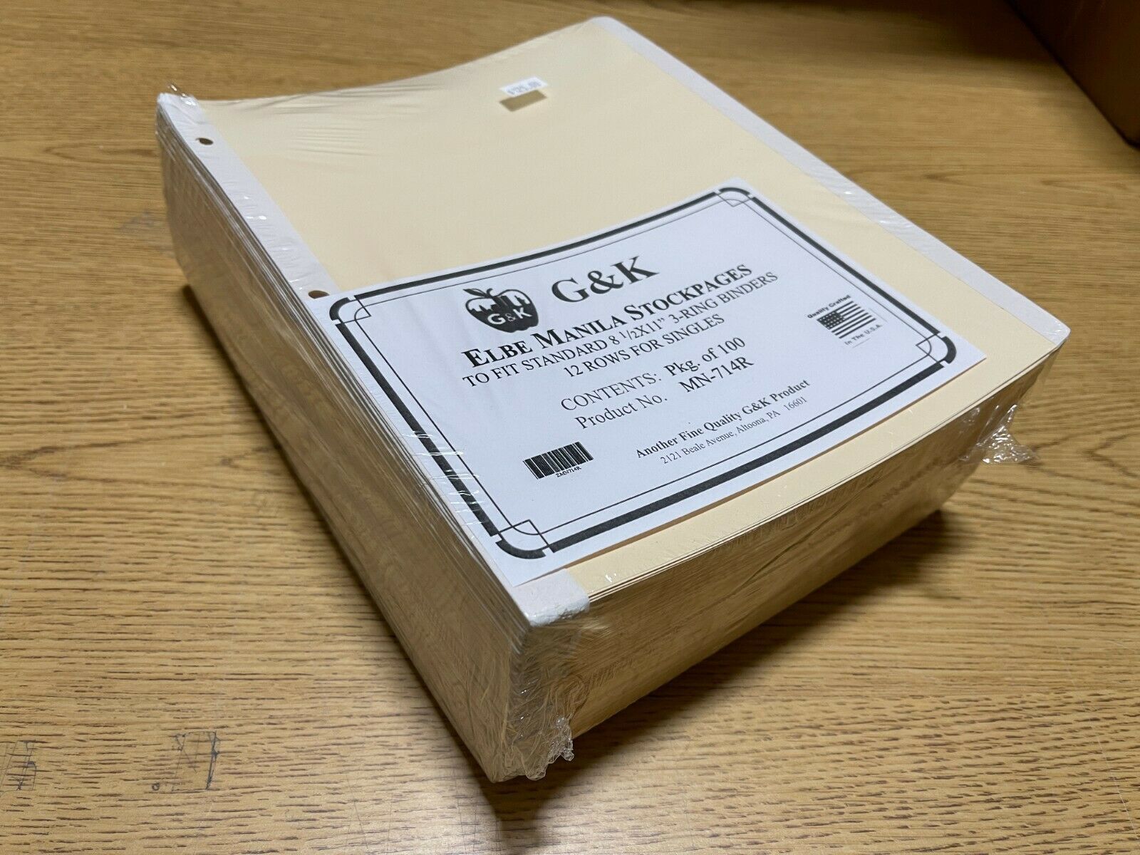 Pack of 100 G&K Elbe Manila 12 Row Stock-pages for Standard 3-Ring ...