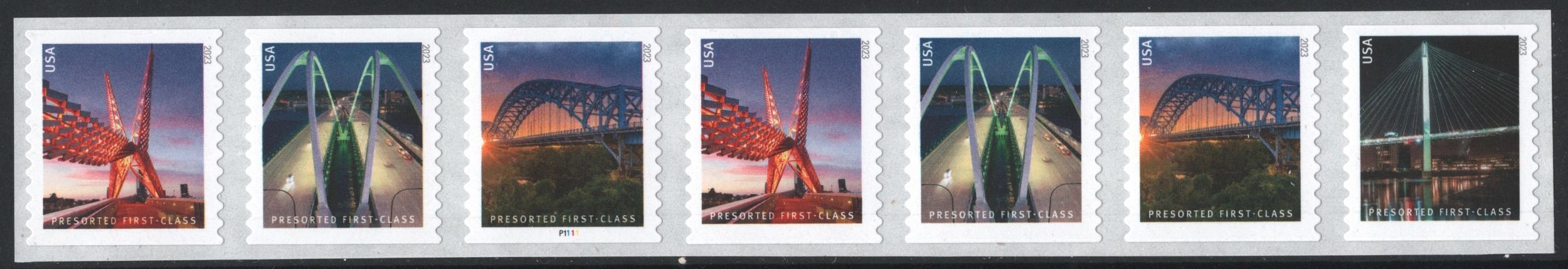 SC#5808-11 (Presorted First Class) Bridges Plate Strip of Seven* (2023 ...