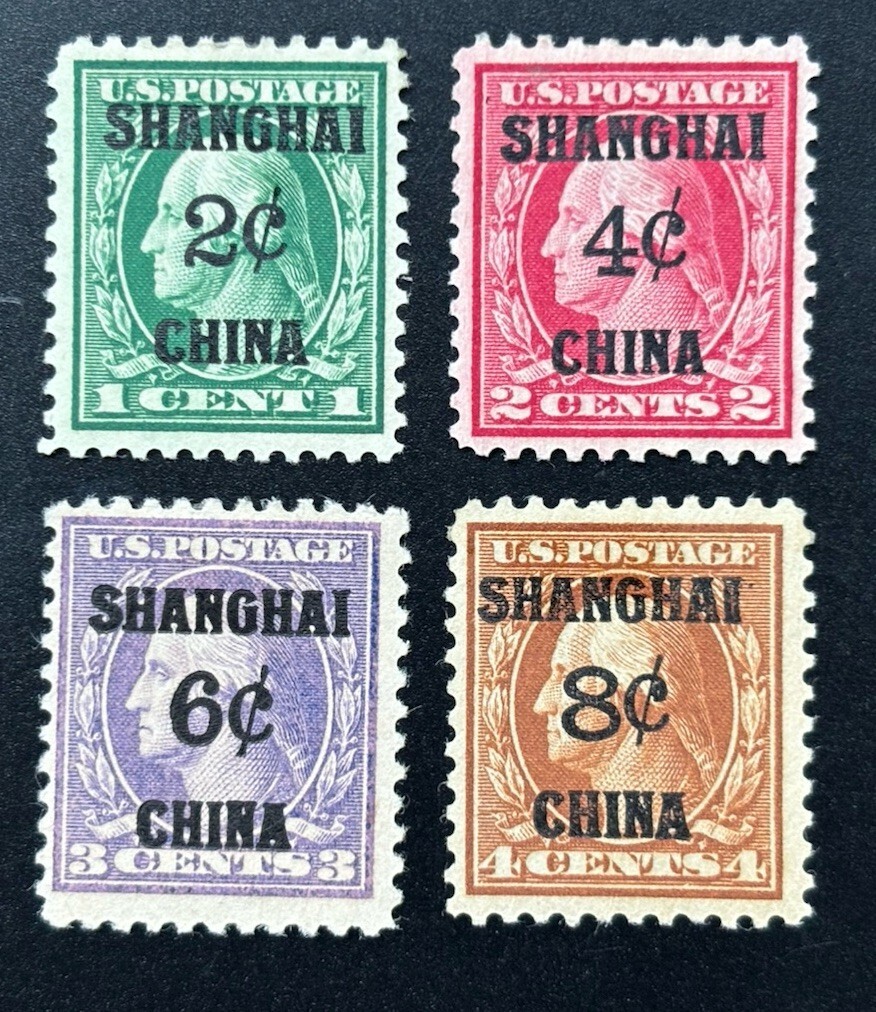 US Stamps - SC# K1 - K4 - MOG HR - 1 Thru 4 Cent Shanghai Overprint ...