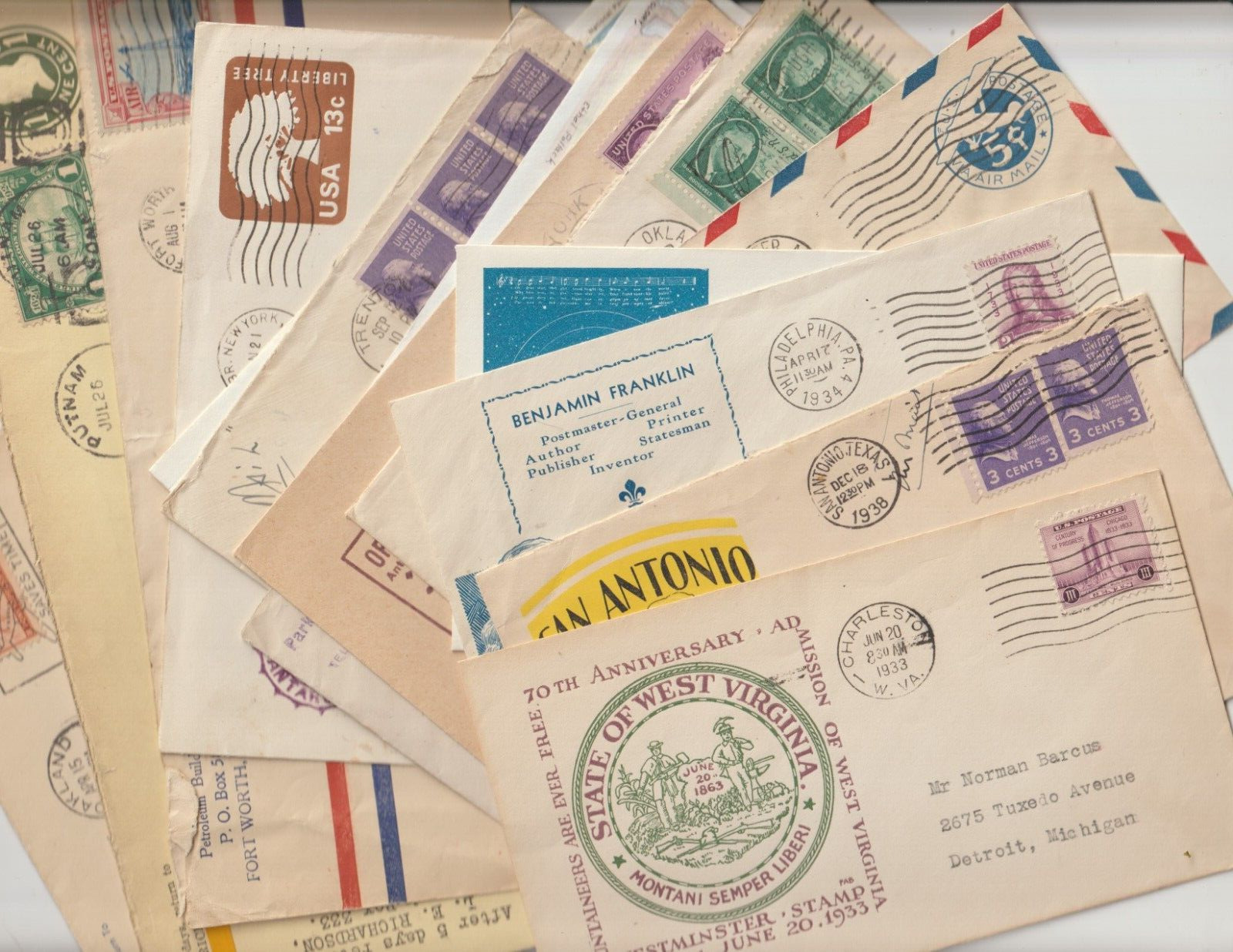US Collection of 14 US Postal History FDC and Events Covers 1920's 1960 ...