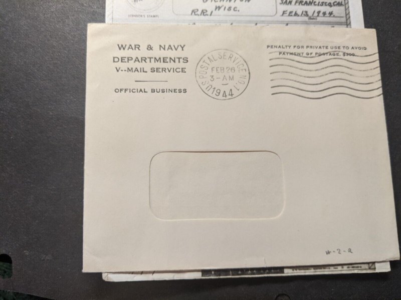 NAVY #131 Noumea, New Caledonia 1944 Censored WWII Naval Cover V-MAIL ...