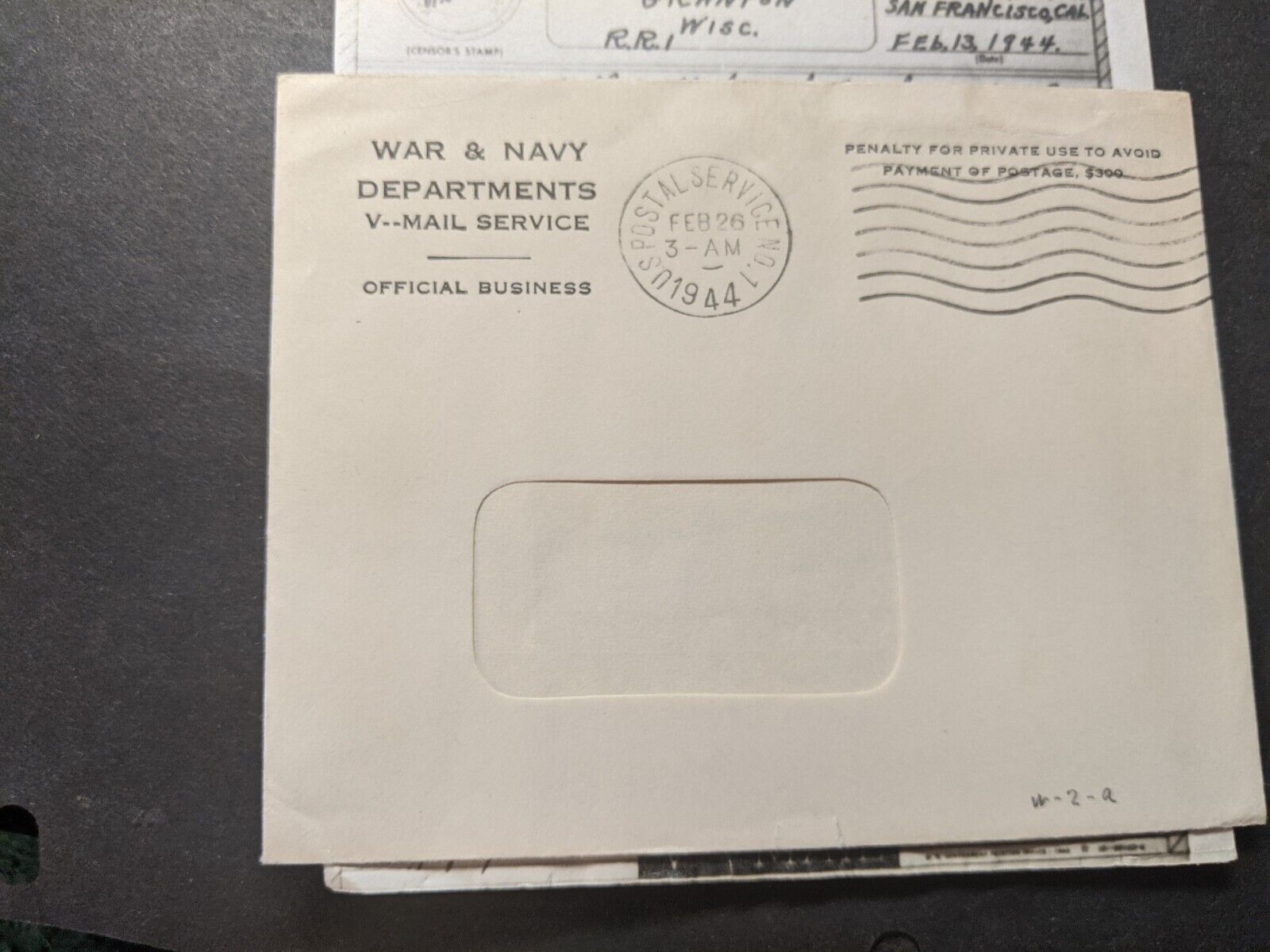 NAVY #131 Noumea, New Caledonia 1944 Censored WWII Naval Cover V-MAIL ...