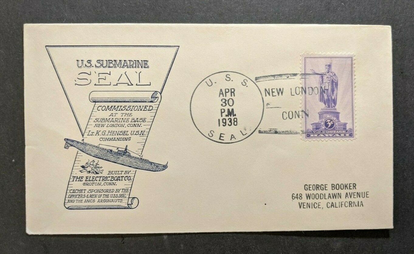 1938 USS Seal Commissioned Submarine Navy Cover New London Conn Ship ...