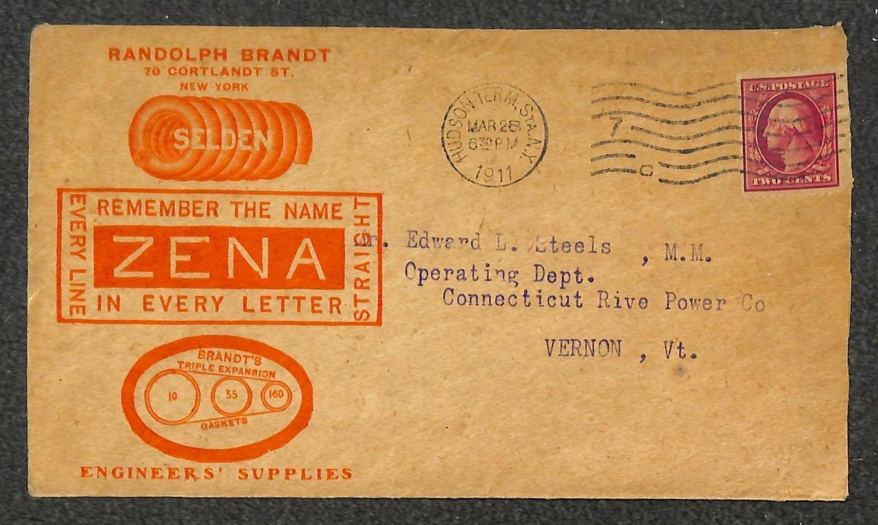 USA 375 Stamp Selden Zena Engineer New York Advertising Cover & ADS ...