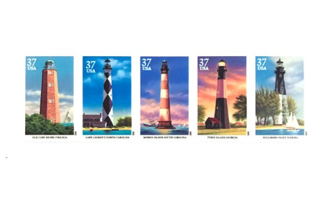 5 x Southeastern Lighthouses collection 37 cent UNused US Postage ...