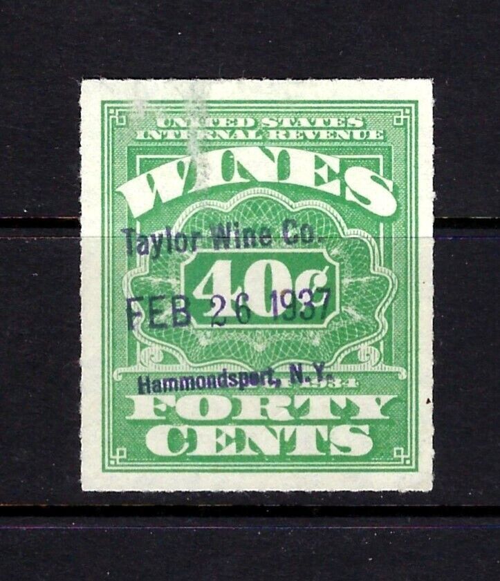 JASTAMPS:US Scott #RE102 40 Cent Wine Stamp Used Bullseye Cancel ...