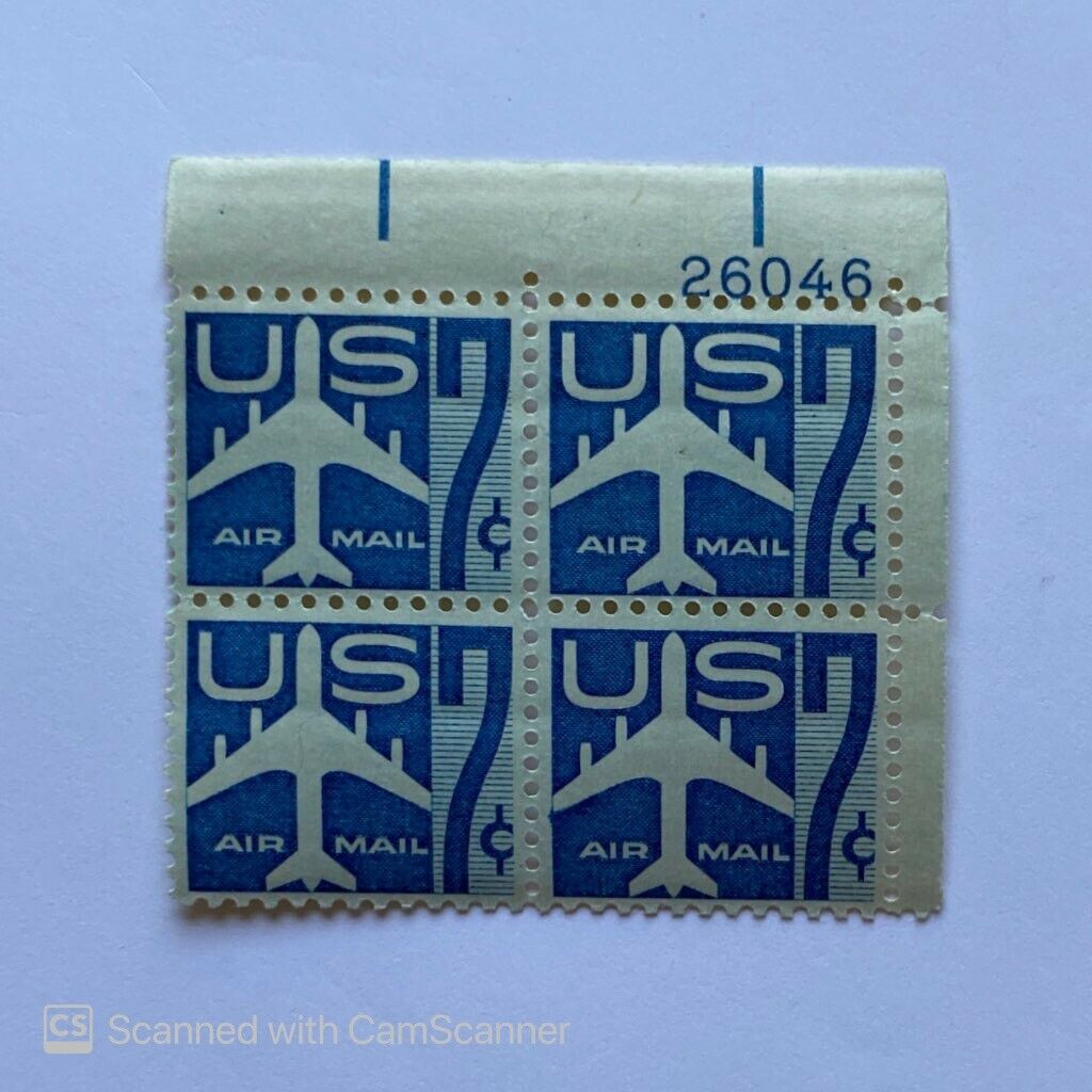 USA Postage Airmail 7 Cents Blue Block Of 4 | United States, Stamp ...