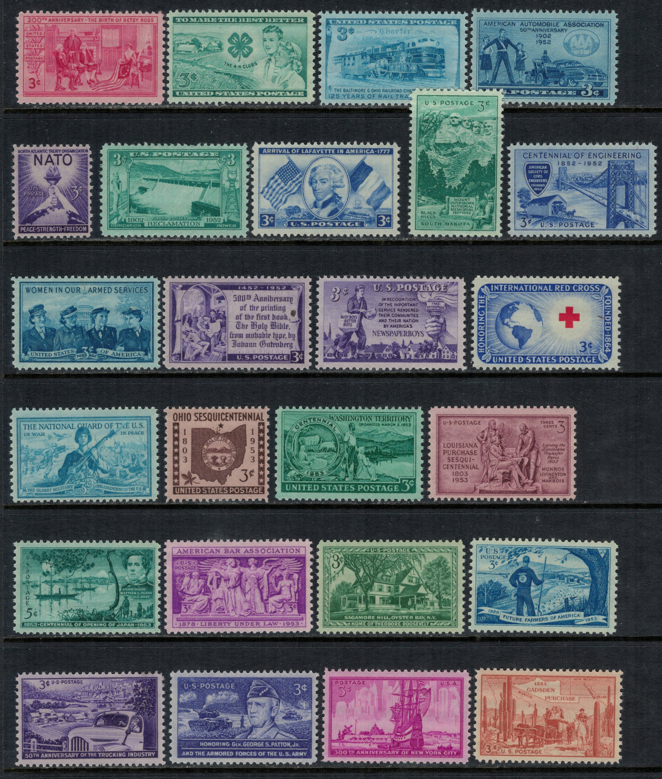 U.S. #1004-1028* NH 1952-53 Commemorative year sets complete | United ...