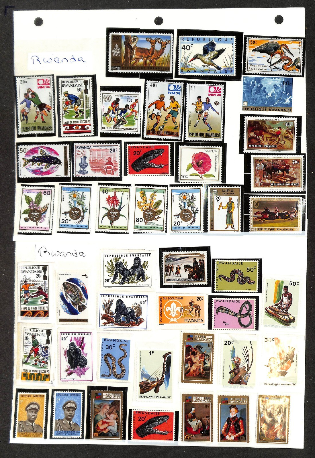 Rwanda Stamp Collection on 46 Photo Album Pages, Mint Lot, Great ...
