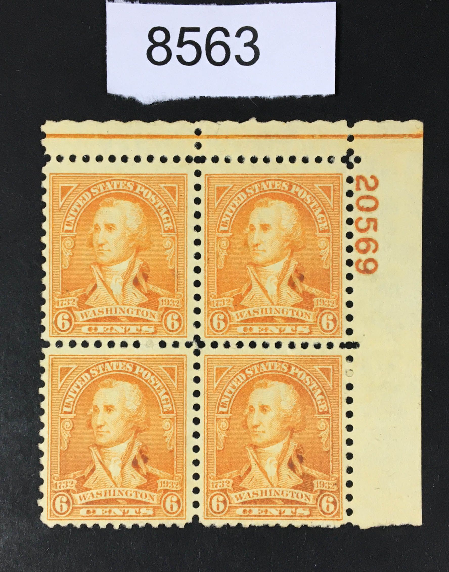 US Stamps # 711 Intact Plate Block Mint OG NH CV. $70 LOT #8563 ...