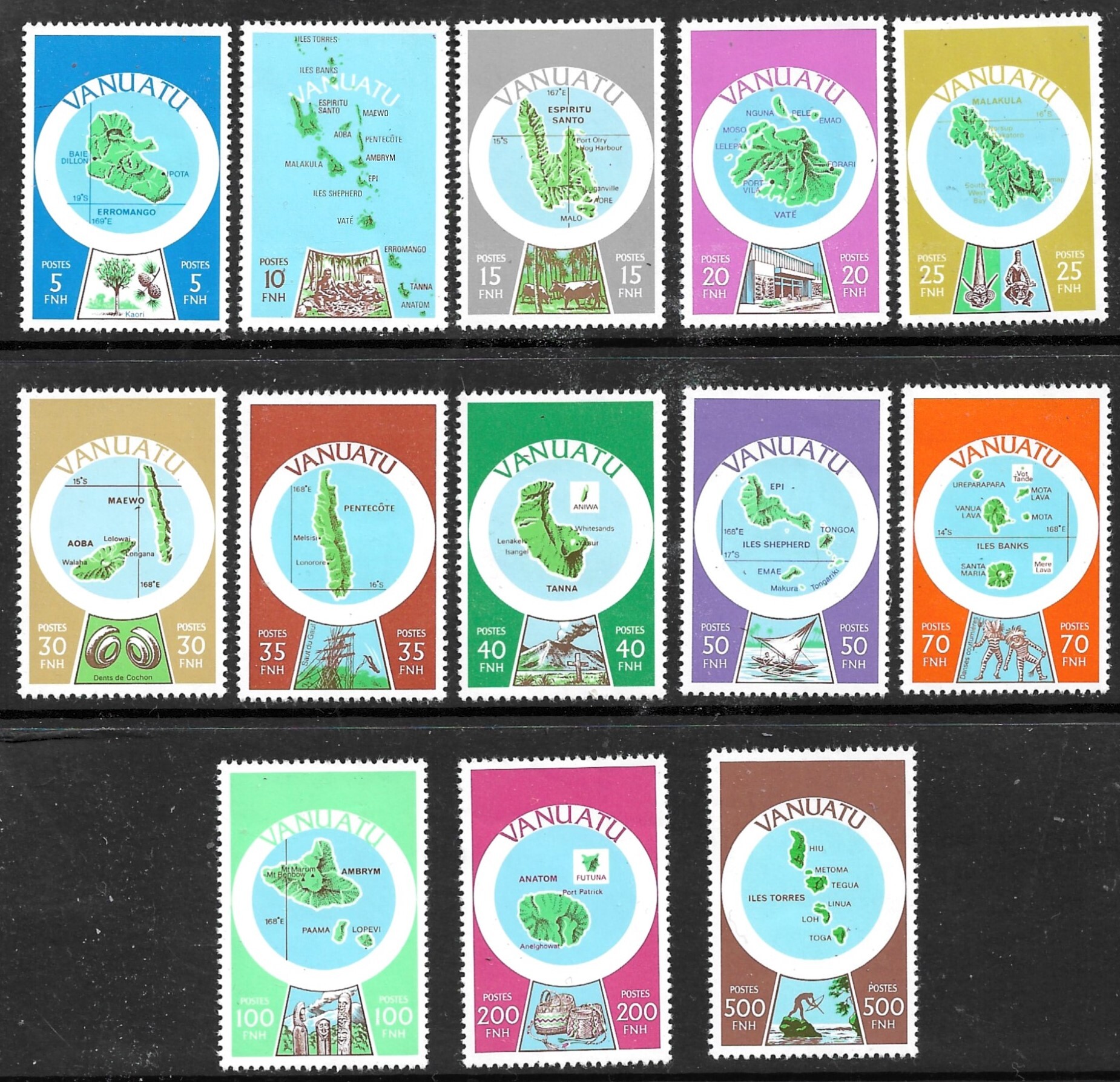 VANUATU 1980 First Issue French Language MAPS Set Sc 280a-292a MNH ...