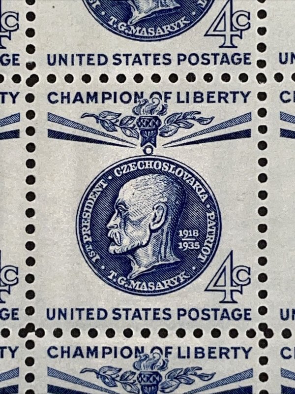 1960 sheet, 4-cent Thomas Masaryk, Champions of Liberty Sc# 1147 ...