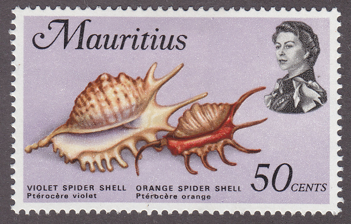 Mauritius 350 Violet & Orange Spider Shells 1969 | Asia - China ...