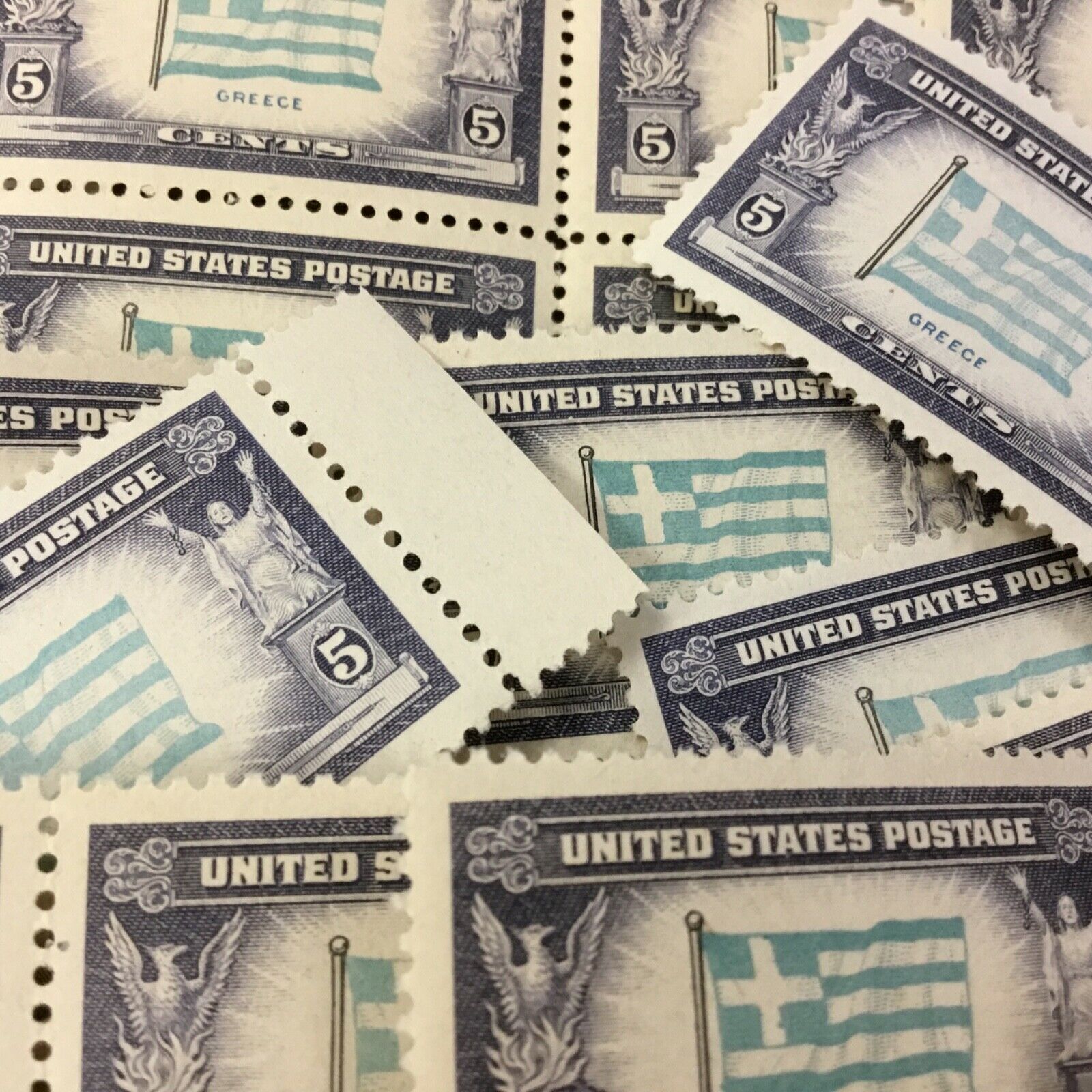 916 Greece, Overrun Nations Flags. World War II 100 Mint 5 cent. In ...