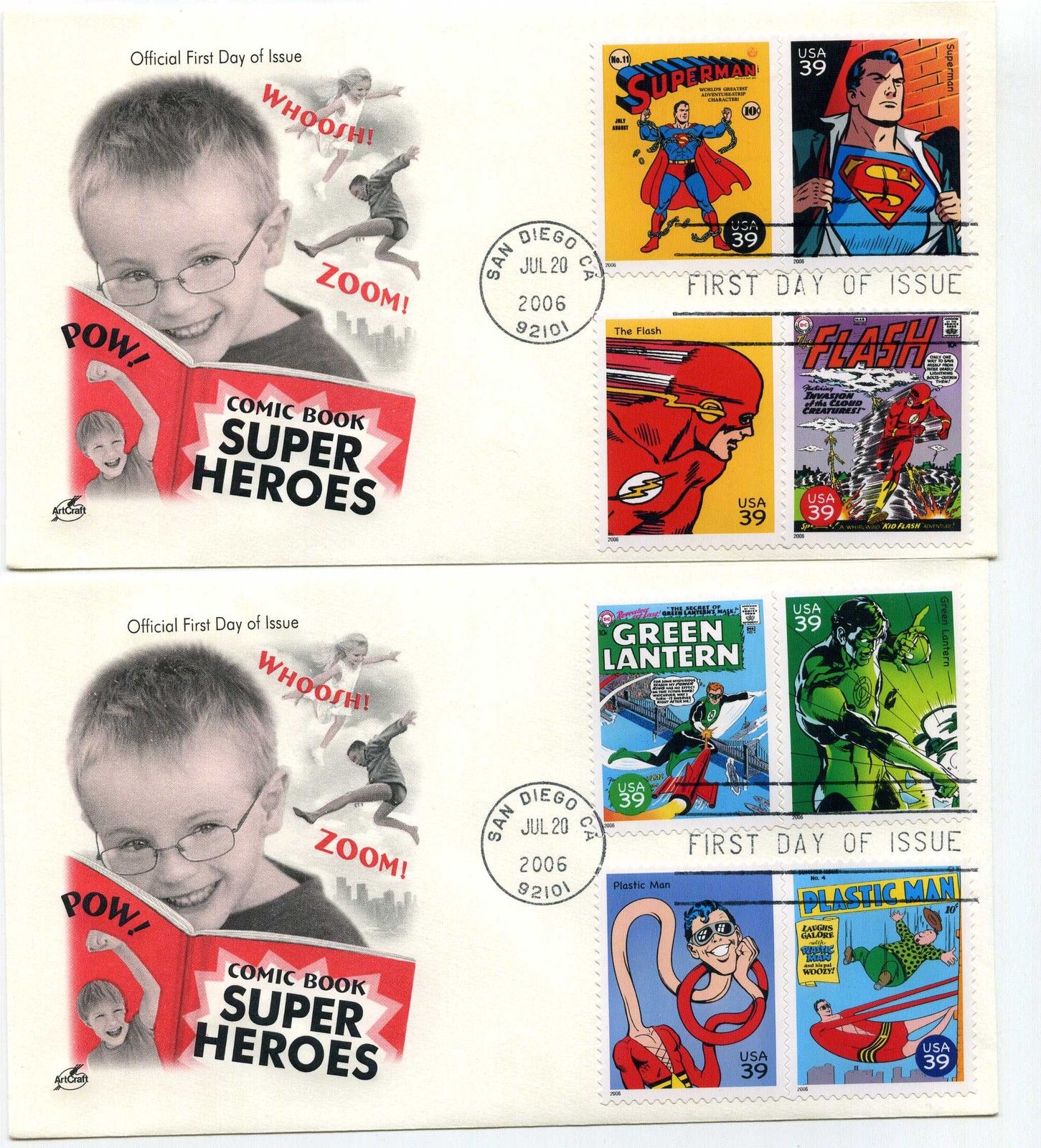 4084 Twenty DC Comic Super Heroes on five, ArtCraft FDCs | United ...