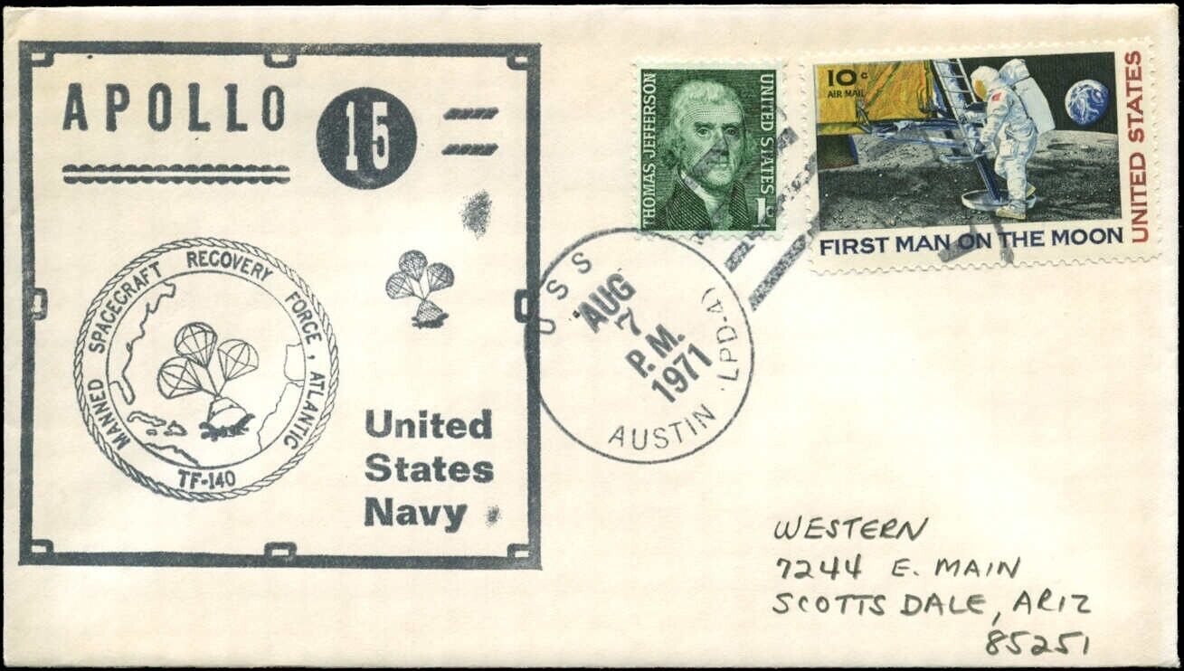 8/7/71 USS Austin LPD 4 Apollo 15 Atlantic US Navy Recovery Fleet ...
