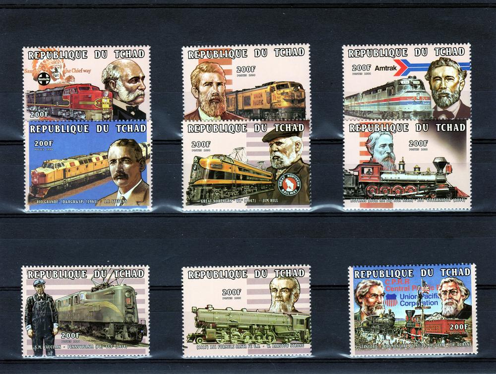 Chad 1998 American Trains Set (9) Perforated mnh.vf Michel #791 / HipStamp