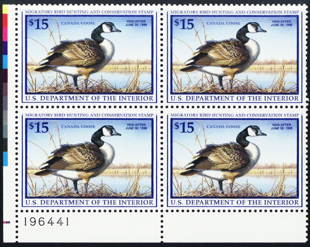 RW64, Mint VF NH $15 Duck Stamp Plate Block of Four Stamps - Face Value ...