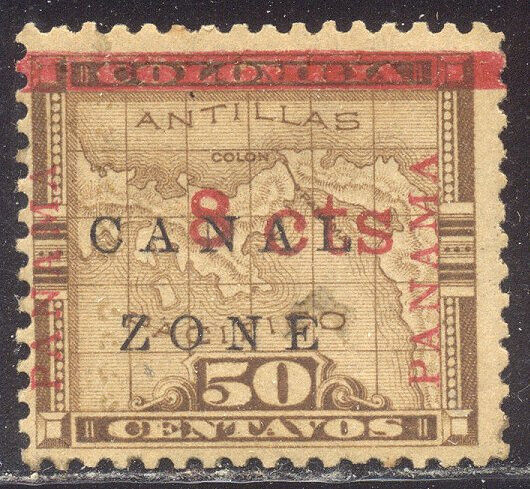 CANAL ZONE #15 RARE Mint w/ Cert - 1904 8c on 50c Bister Brown | United ...