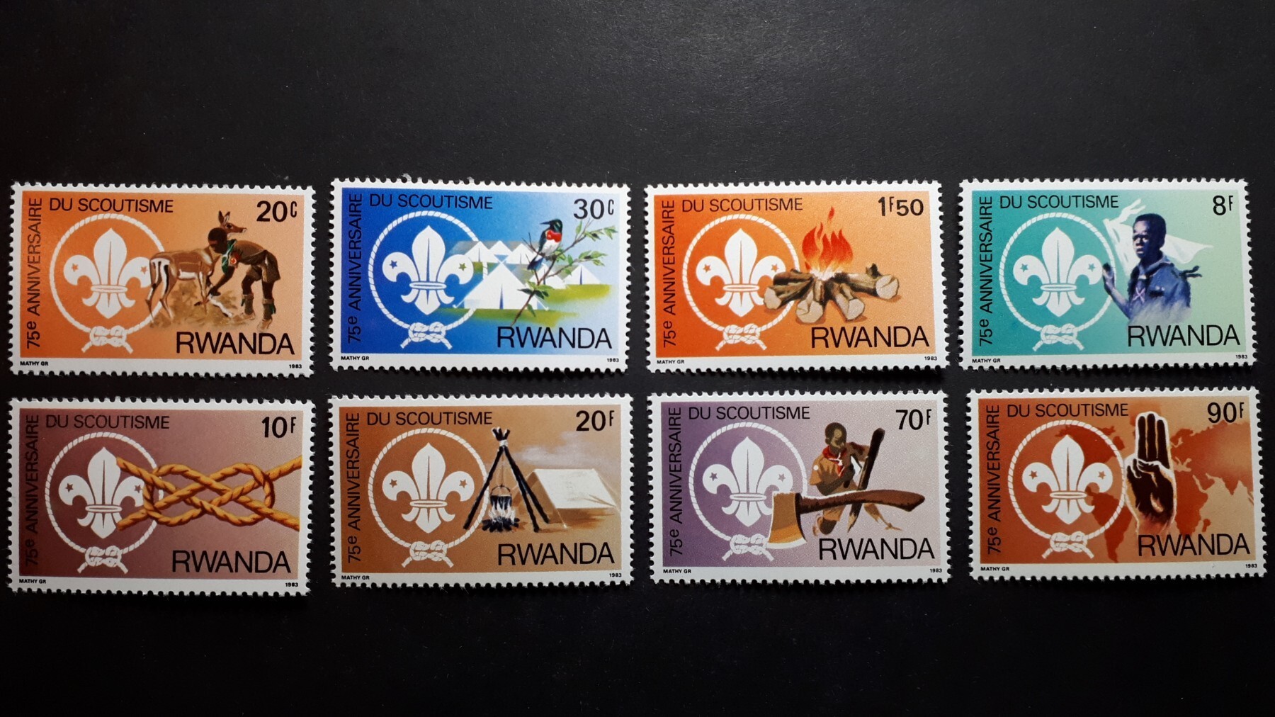 Rwanda 1983 The 75th Anniversary of Scout Movement ** MNH Full set Mi ...
