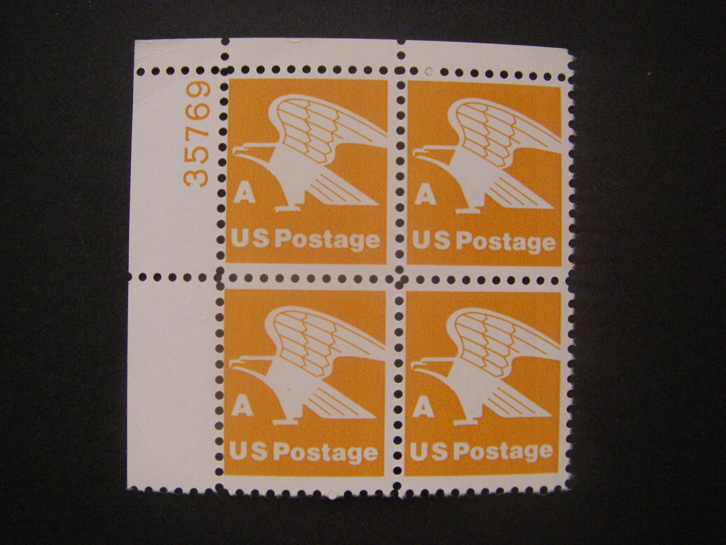 Scott 1735, 15c A nondenominated Orange Eagle, PB4 #35769 UL, MNH ...