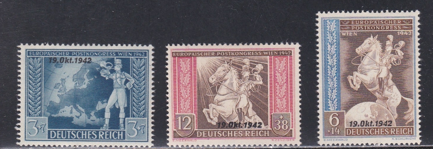 Germany # B212-214, Postillion Riders with Overprint, Mint Hinged ...