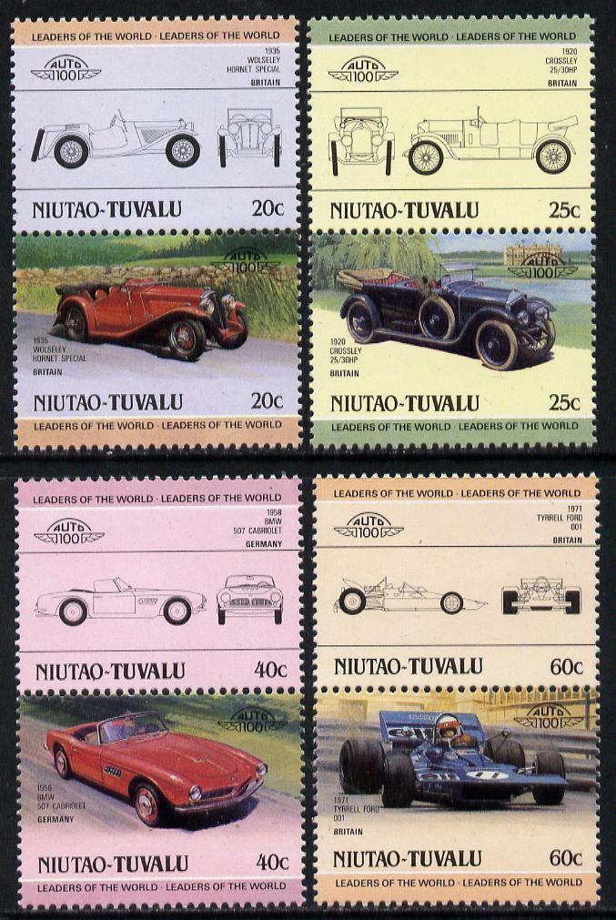 Tuvalu - Niutao 1985 Cars #2 (Leaders of the World) set o ...