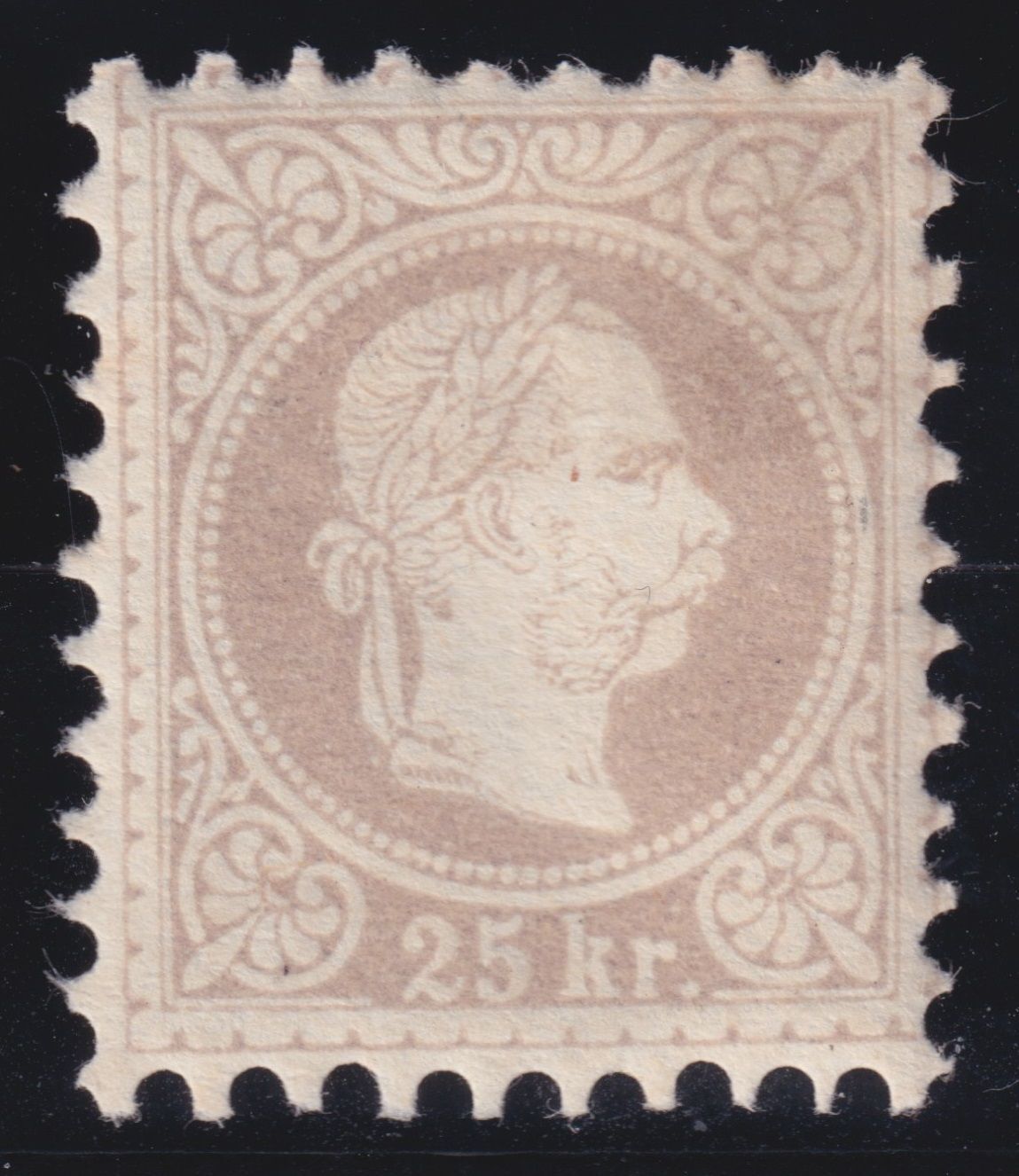 AUSTRIA 39 25k gray lilac MHVF NO WMK PF 9 1/2 SINGLE Typo; ' Franz ...