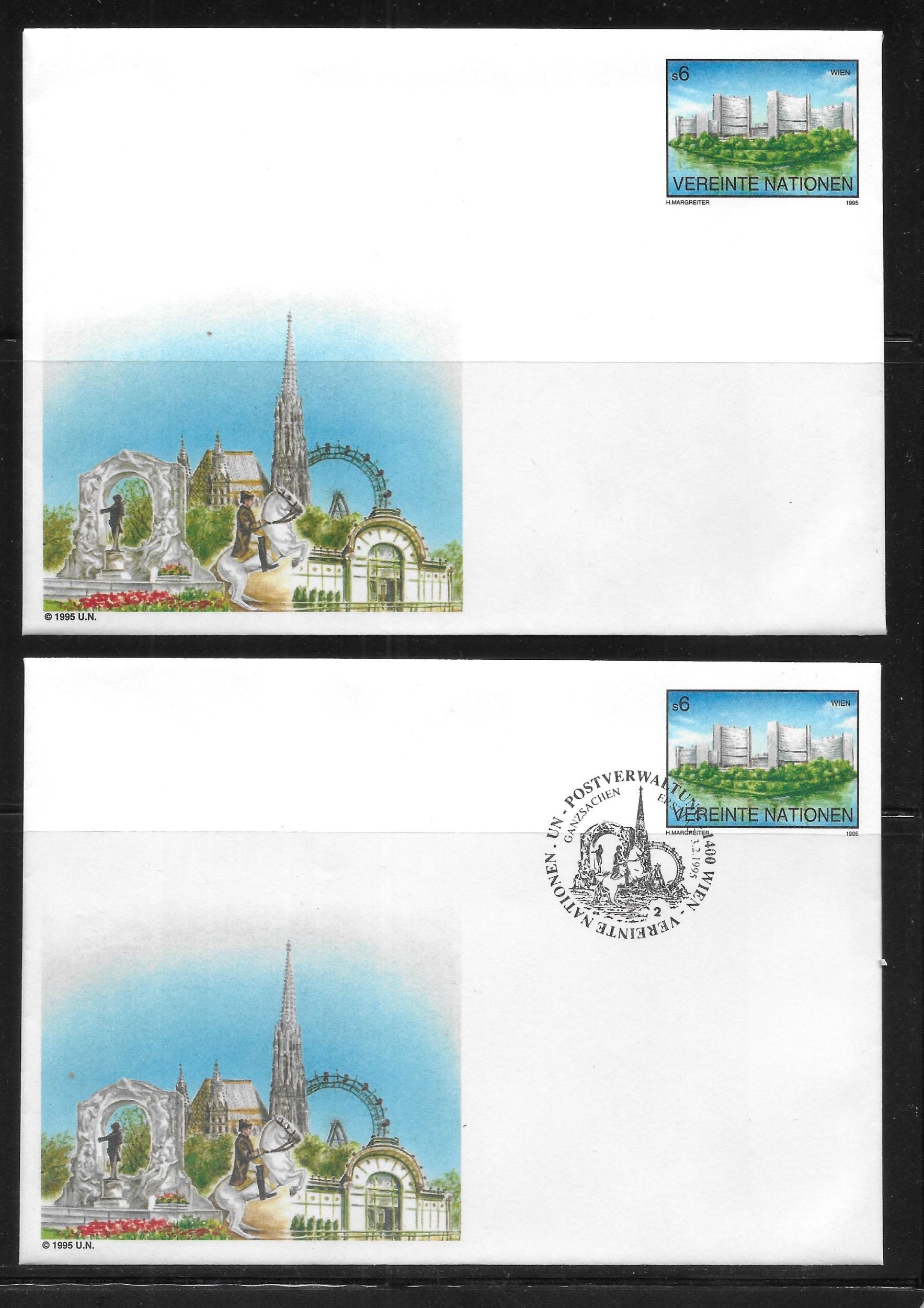 United Nations Vienna Postal Stationery Envelope U1 Mint and FDC ...