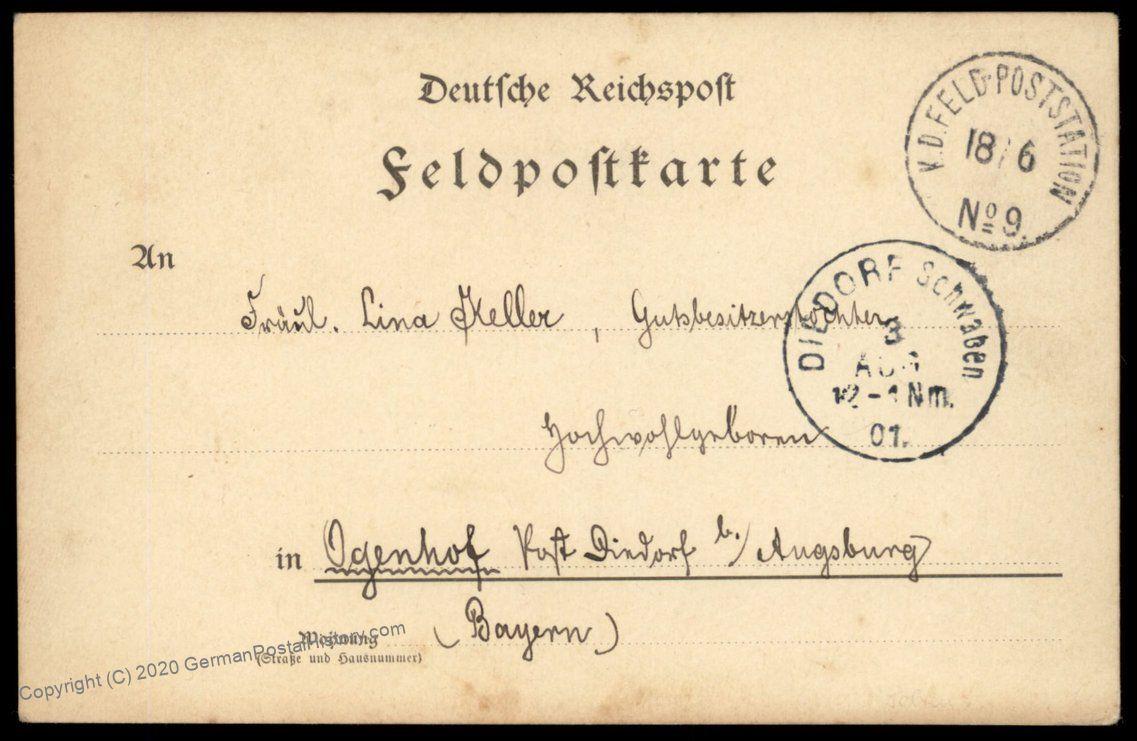 Germany 1901 China Boxer Rebellion FPN9 PEITHAIHO Long Contents Cover ...
