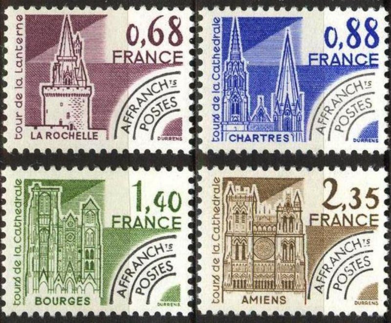 France 1979 Precancelled stamps Architecture Historical buildings set ...