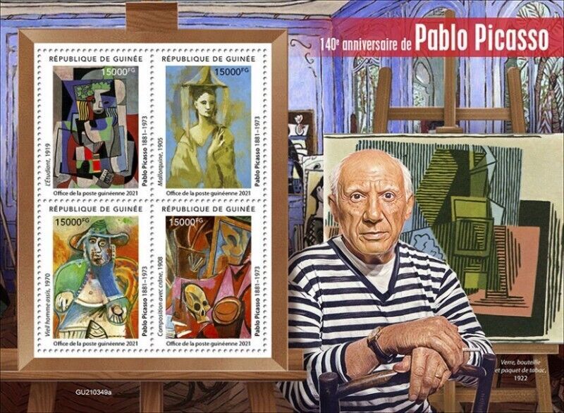 Guinea - 2021 Artist Pablo Picasso - 4 Stamp Sheet - GU210349a | Africa ...