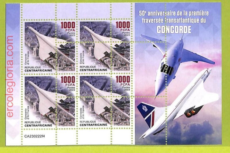 B0150 - CENTRAFRICAN - MISPERF ERROR Stamp Sheet - 2023 - Airplanes ...