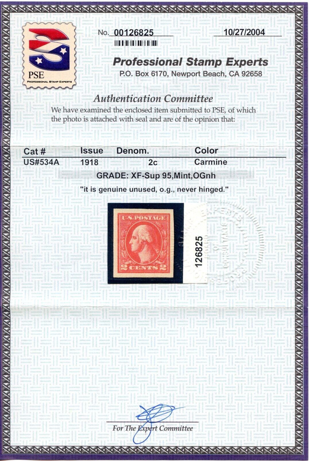 US Scott #534A Mint-Xf-Sup-Og-Nh Graded 95 W/ PSE Cert SMQ $135 (6/3/24 ...