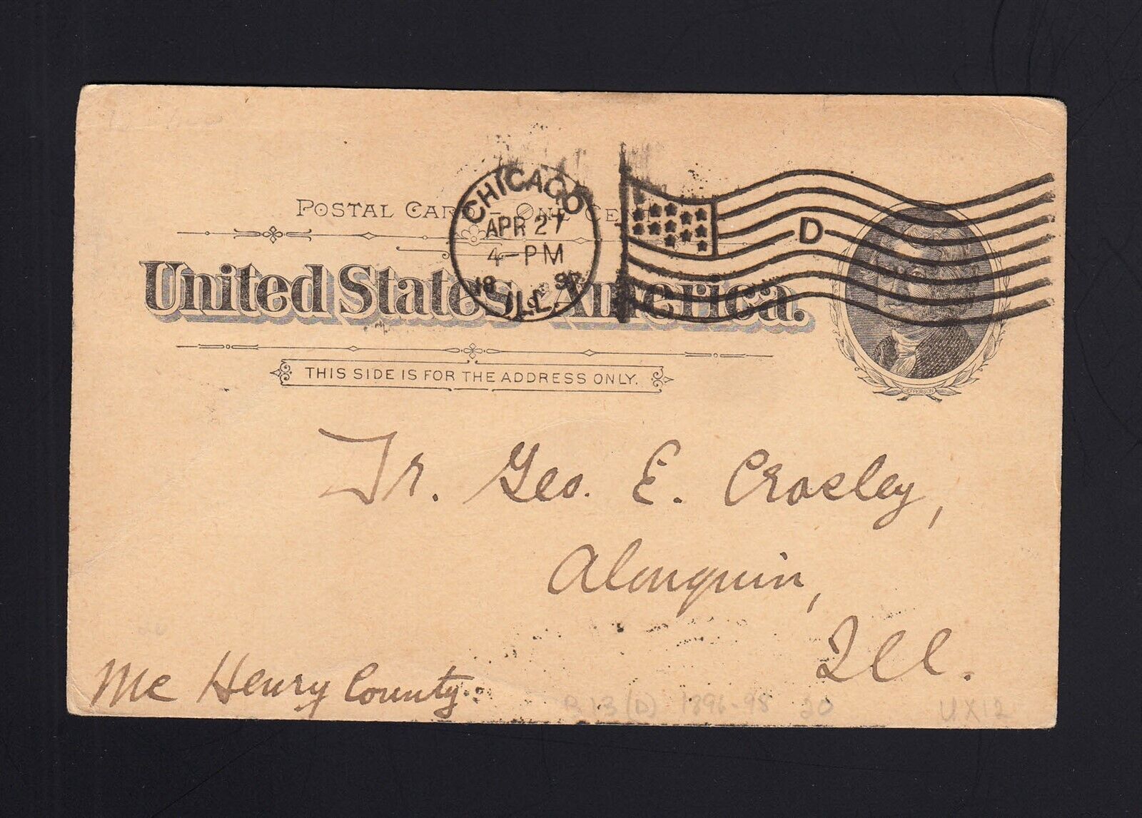 Chicago, IL 1897 UX12 Postal Card - SURGICAL INSTRUMENTS - ILLEGAL ...