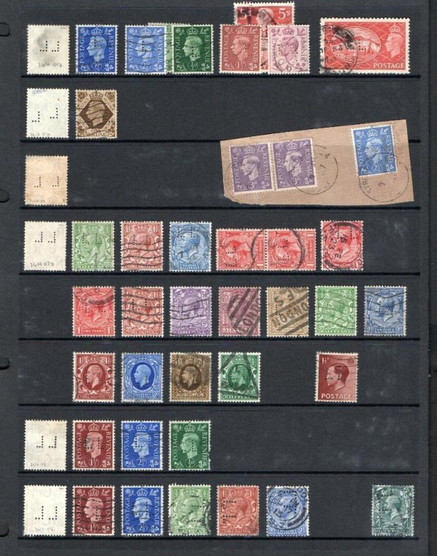 Collection of Queen Victoria - George VI Perfins on Double Sided Page ...