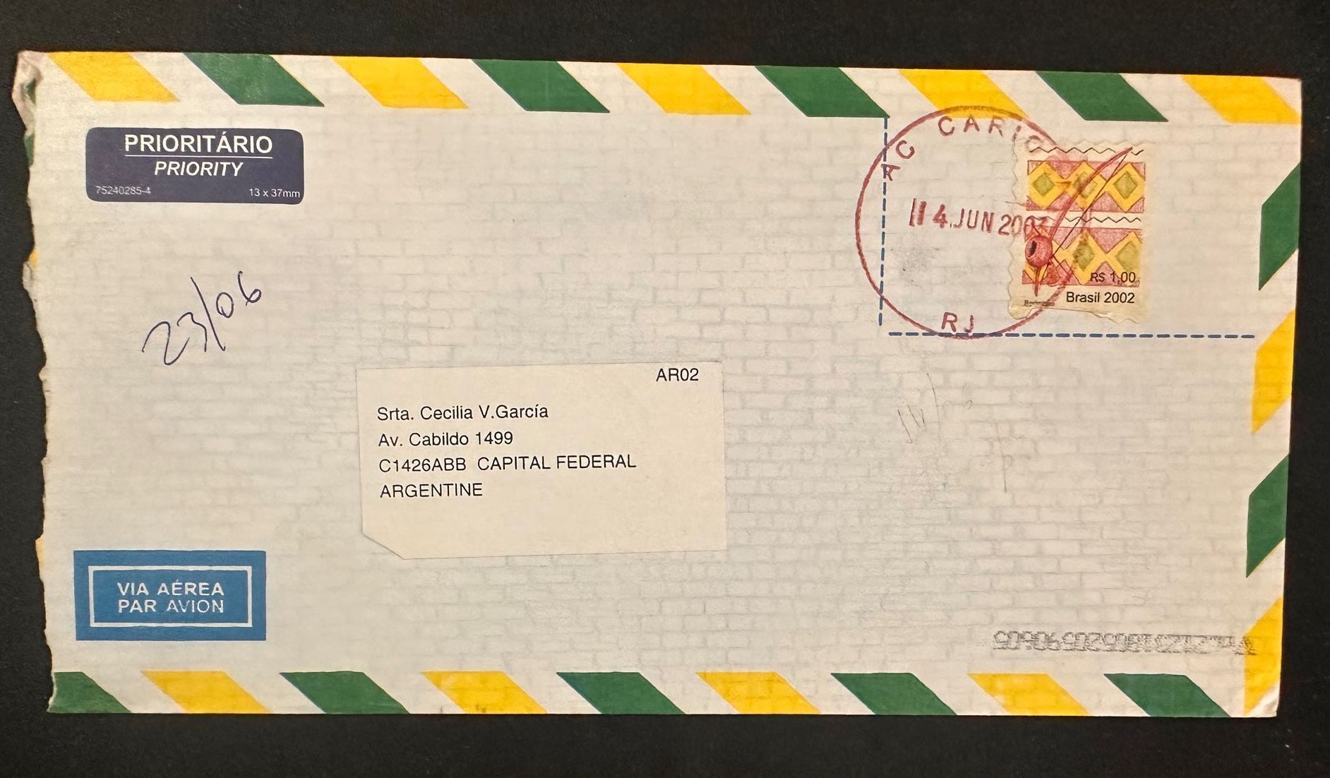 CM) 2003. Brazil. Indigenous Instruments. Envelope Sent Argentina. XF ...