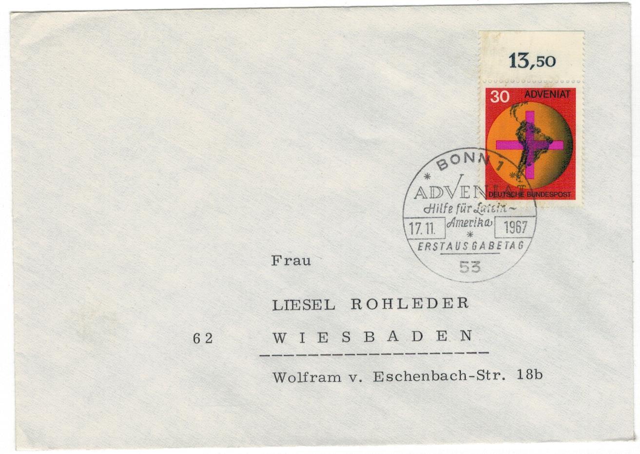 Germany 1967 FDC Stamps Scott 977 Charity Organisation Map South ...