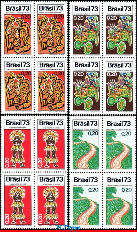 1288-91 Brazil 1973 Historical Events, Indian, Road, MI# 1372-75 ...