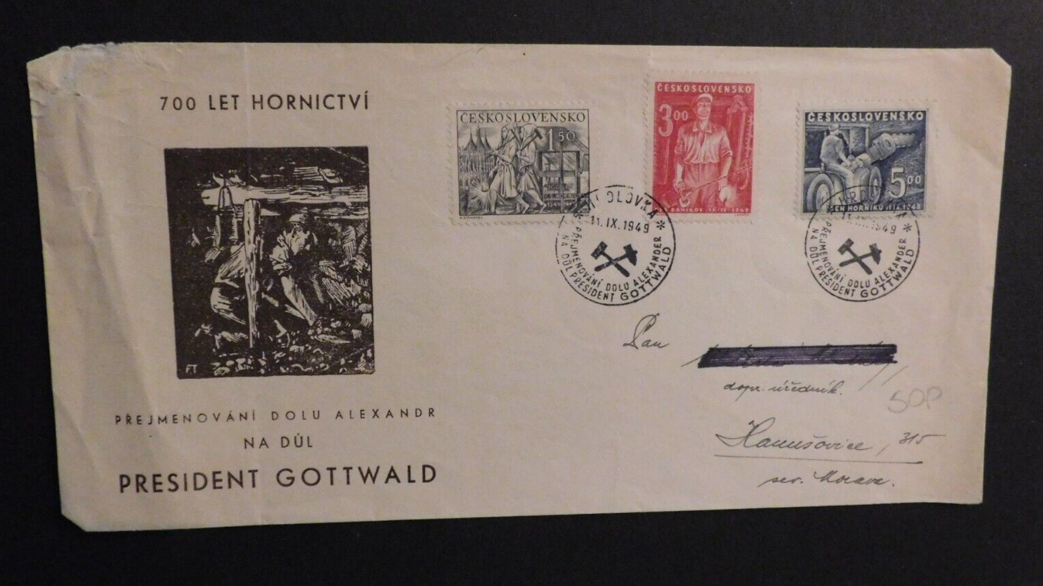 1949 Czechoslovakia Cover 700 Years Mining Renaming Alexandr Mine to ...