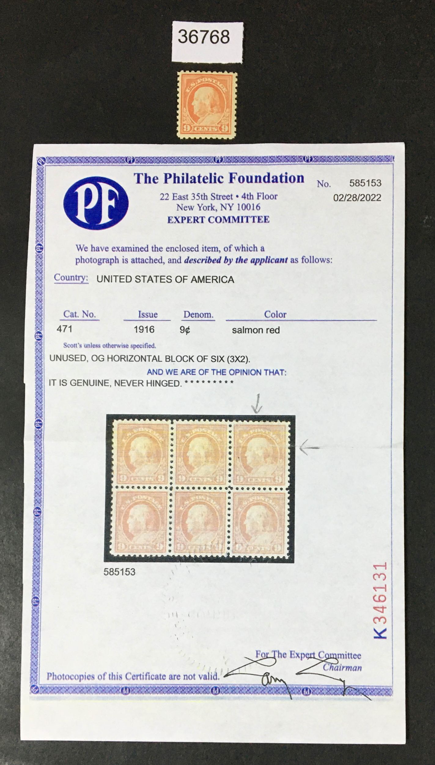 US Stamps # 471 Mint OG NH ***Pf Cert*** CAT. $190 LOT #36768 | United ...