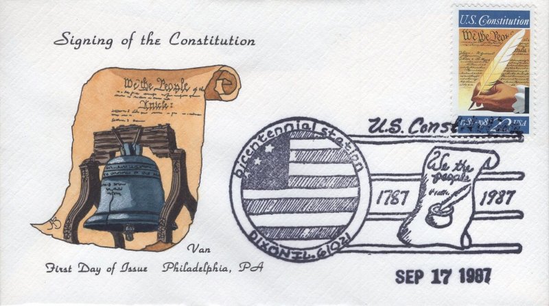 Set/4 Van Hand Painted FDCs for the 1987 Constitution Signing ...