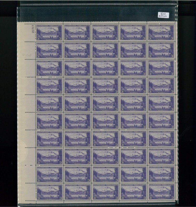 1937 United States Postage Stamp #800 Plate No. 21717 Mint Full Sheet ...