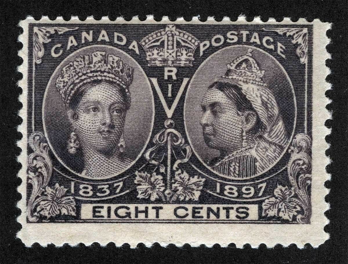 Canada Sc 56 Dark Violet 8¢ 1897 Jubilee Hinge Remnant Original Gum ...