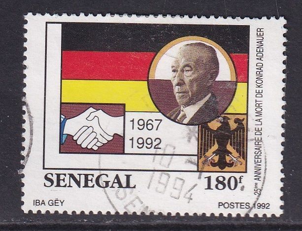 Senegal #1026 cancelled 1992 Adenauer 180fr flag of Germany | Africa ...
